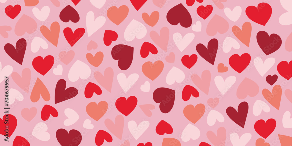 Wzór z czerwonymi i różowymi sercami. Romantyczna tapeta. Tapeta w ...