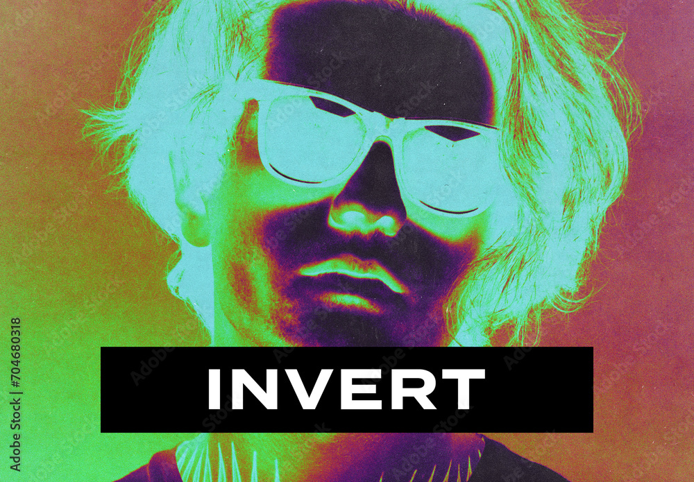 Invert Gradient Neon Photo Effect Paper Texture Template Mockup Overlay ...