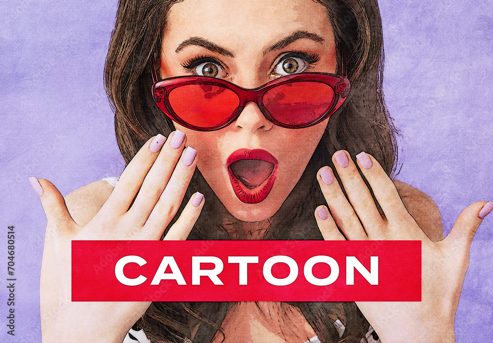 Cartoon Retro Illustration Drawing Photo Effect Paper Texture Template ...