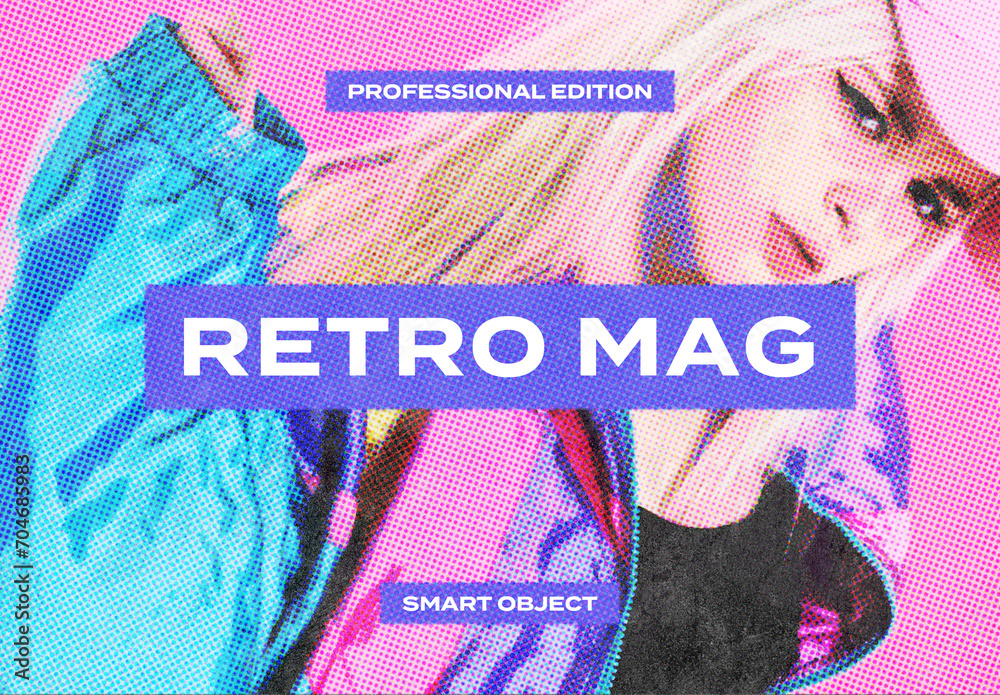 Retro Magazine Risograph Halftone Photo Effect Paper Texture Template ...
