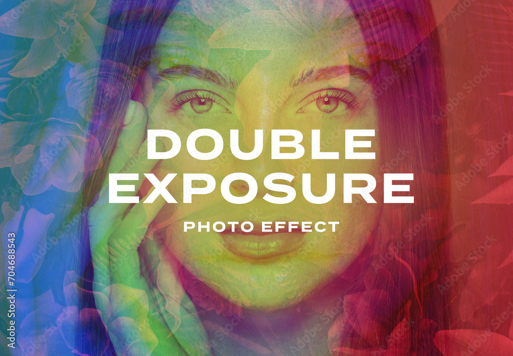 Double Exposure Grain Photo Effect Paper Texture Template Mockup ...