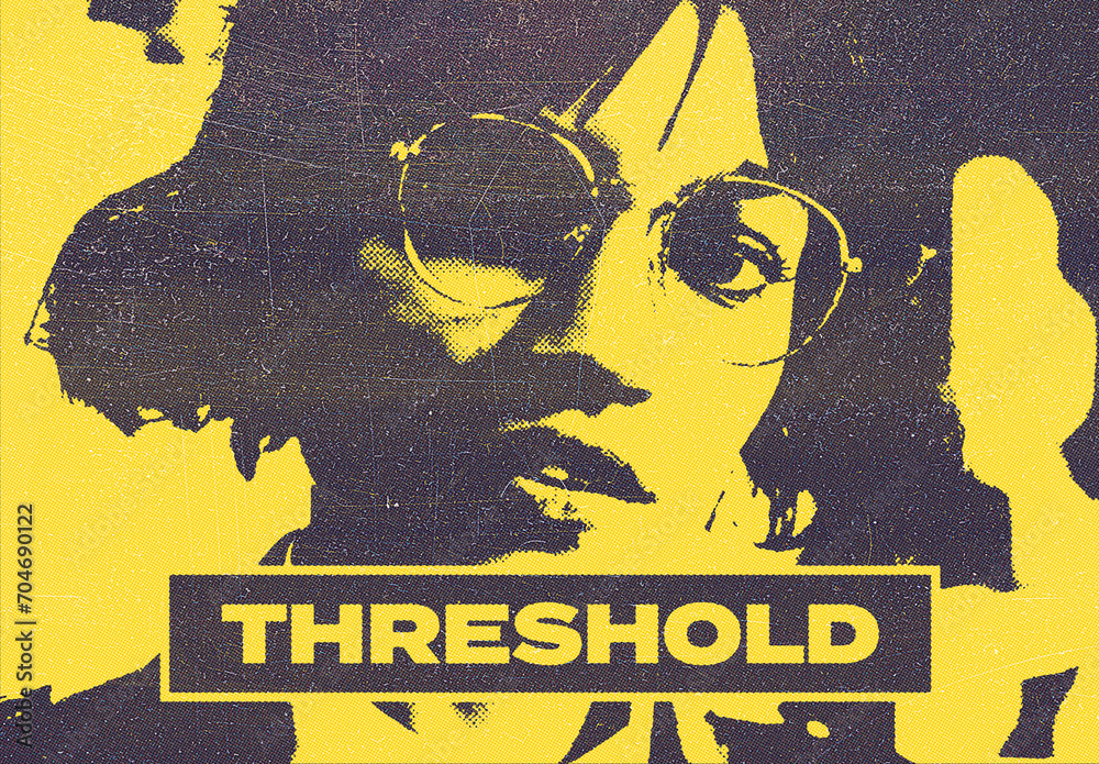 Threshold Halftone Screen Photo Effect Paper Texture Template Mockup ...