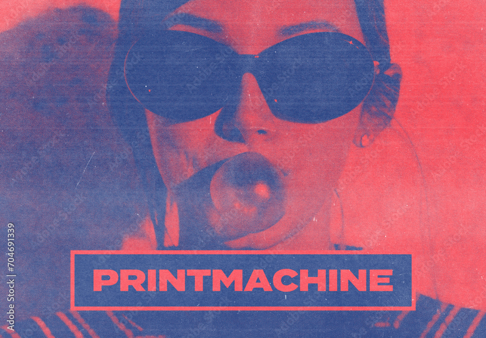 Printmachine Risograph Screen Grain Photo Effect Paper Texture Template ...