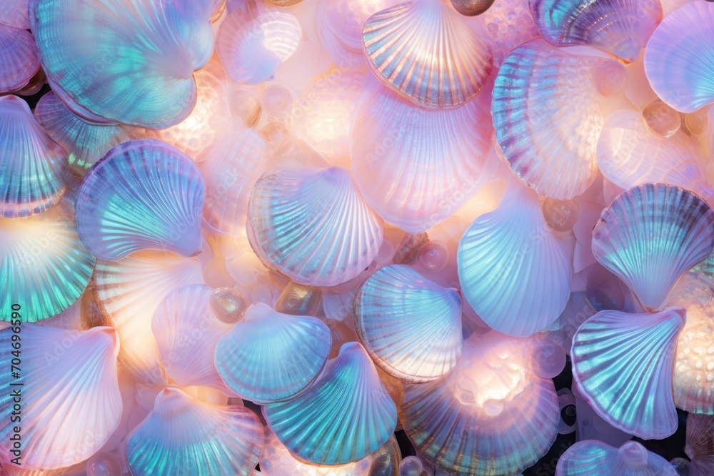 Seashells macro background. Sshells have different shapes, colors and ...