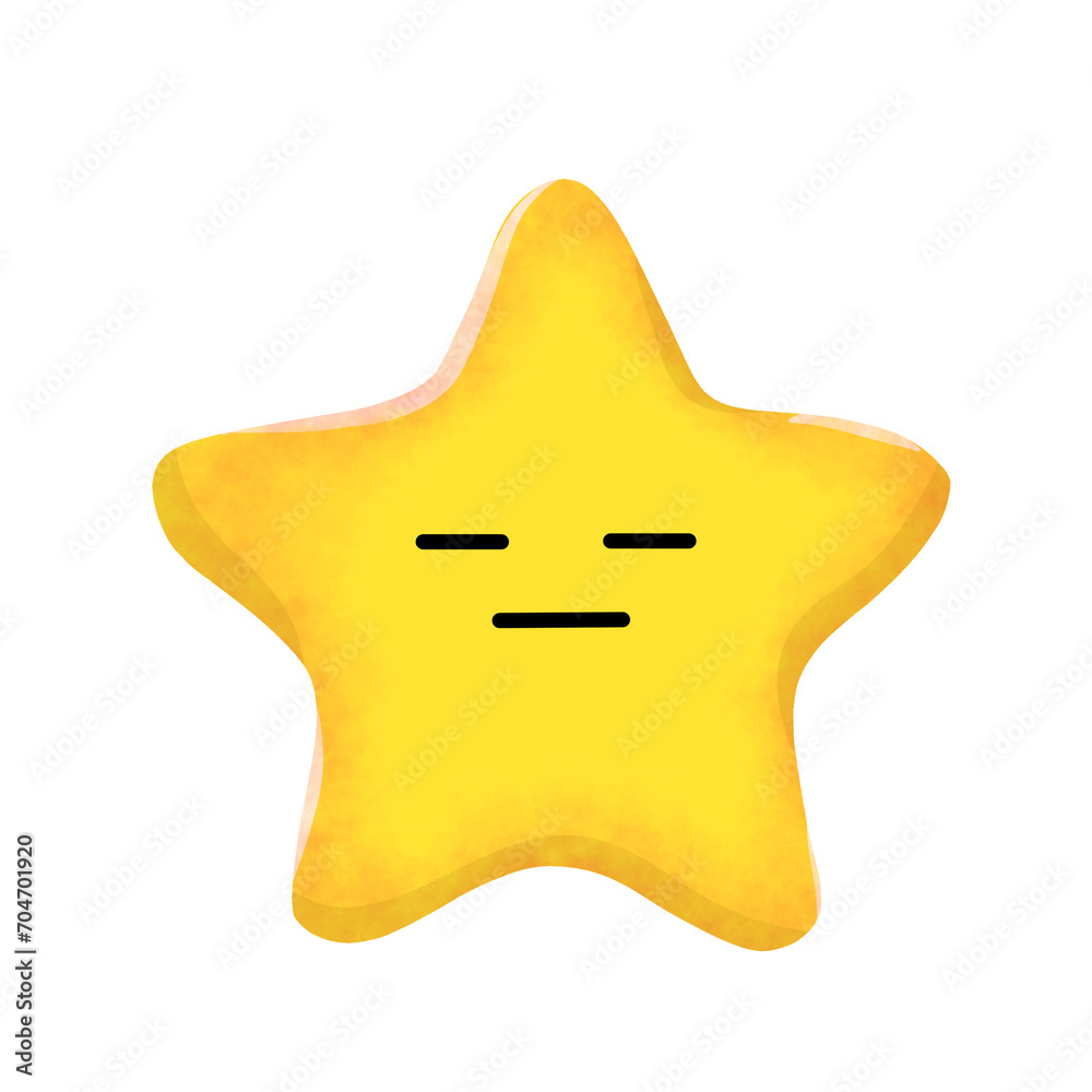 Cute star expressionless face cartoon hand drawn stars yellow clipart ...