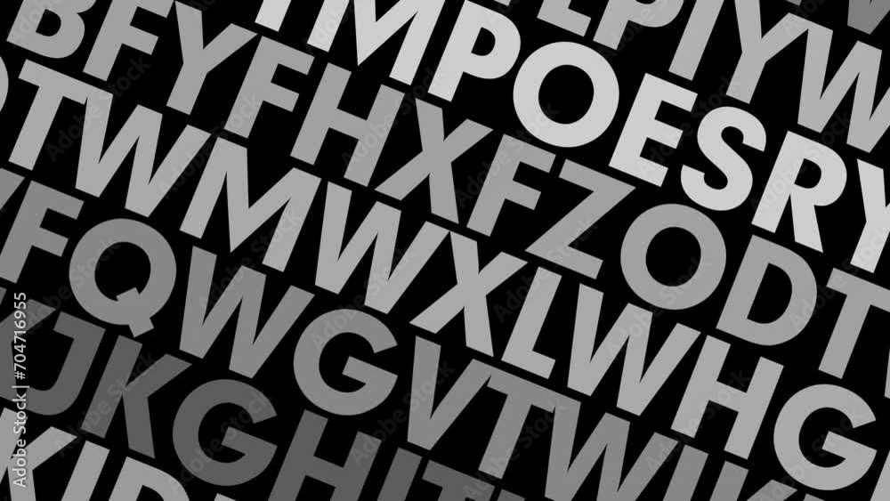 Characters of alphabet letters and random characters on black ...