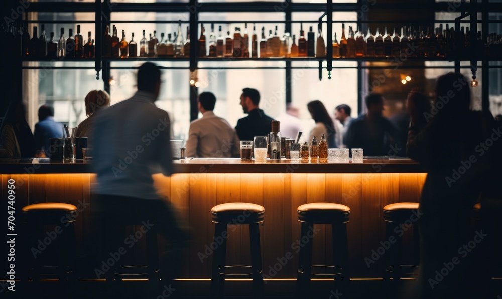 People standing in front of a bar with stools. Generative AI. Stock ...
