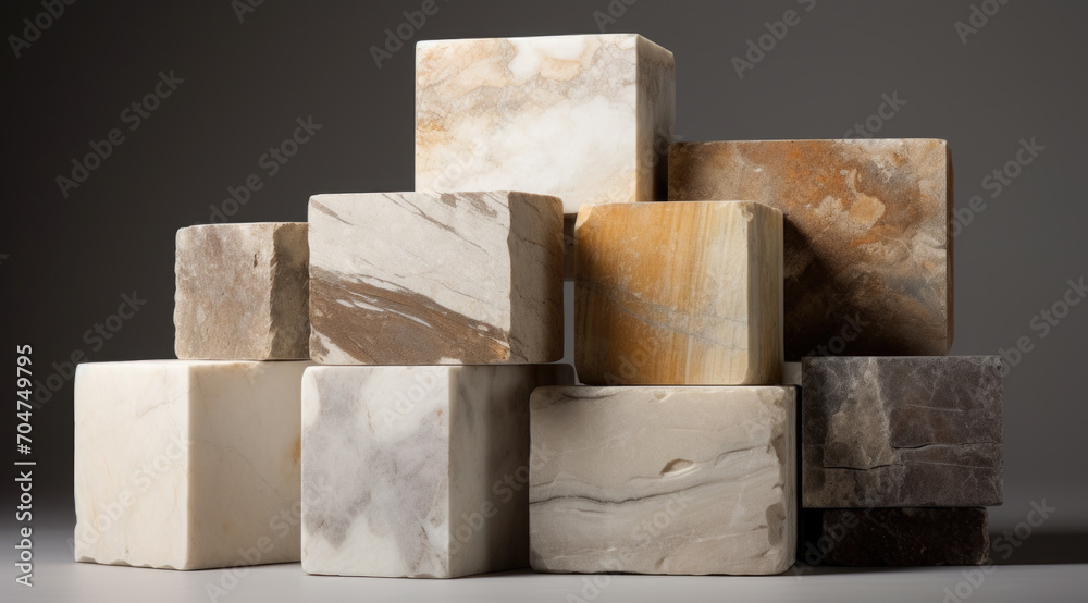 Collection of Natural Stone Marble Blocks in Neutral Tones Stock Photo ...