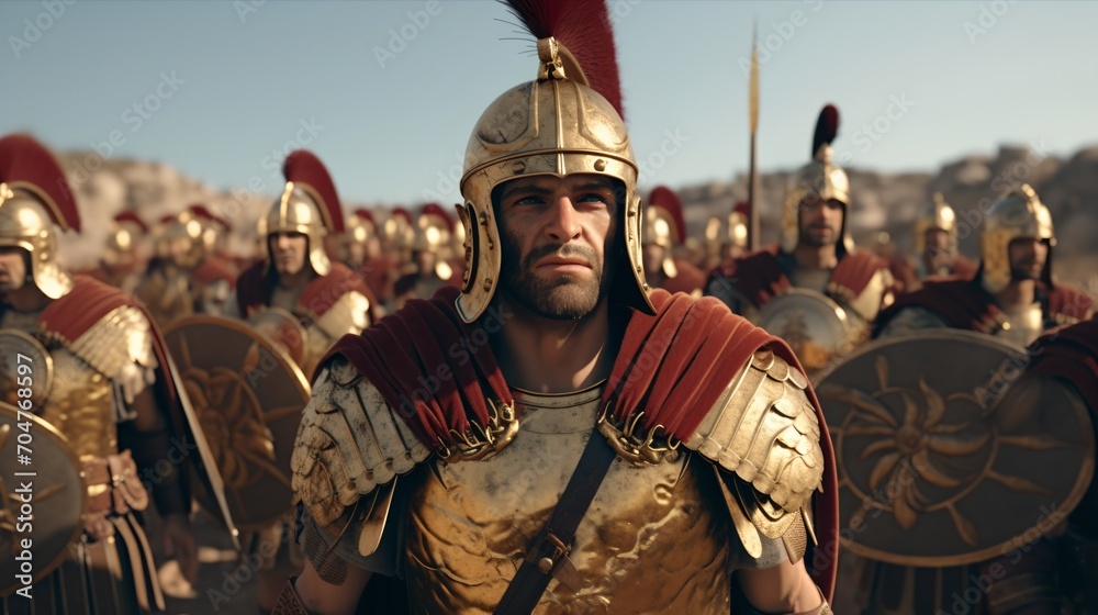 roman soldiers in golden armor and red capes Stock Illustration | Adobe ...