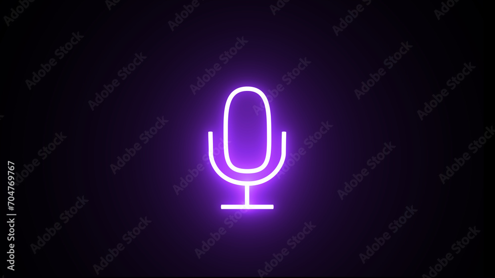 Neon glowing microphone icon on the black background. neon mic icon ... Neon glowing microphone icon on the black background. neon mic icon ...