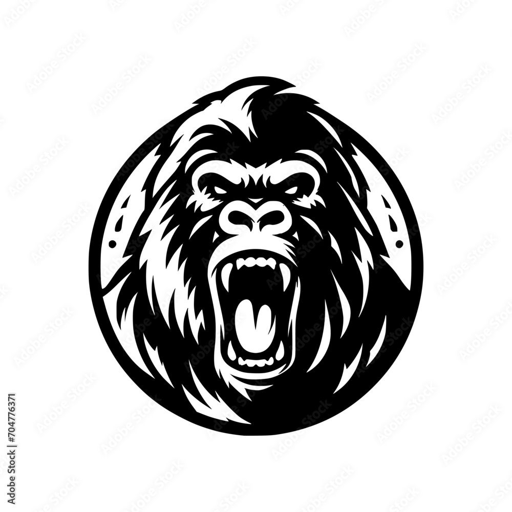 Vector logo of a raging gorilla. Professional logo of a chimpanzee ...