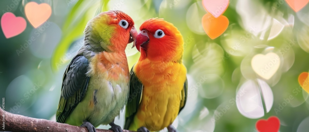 .The two birds are perched on a branch, and they have their beaks open ...