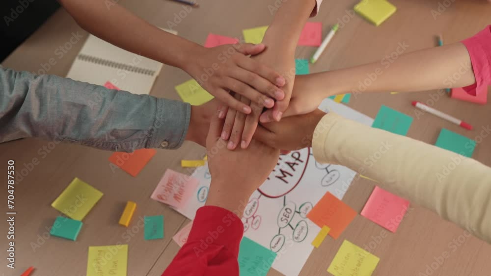 Vidéo Stock Professional diversity business group putting their hands ...