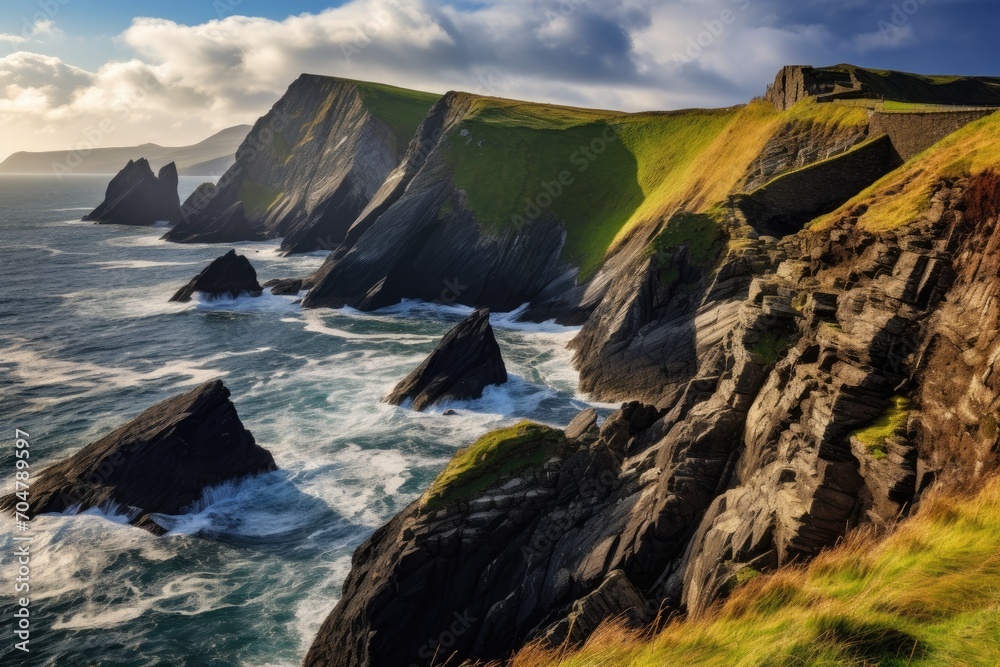 Majestic Cliffs of the Coast Overlooking the Vast Ocean, Ring of Dingle ...