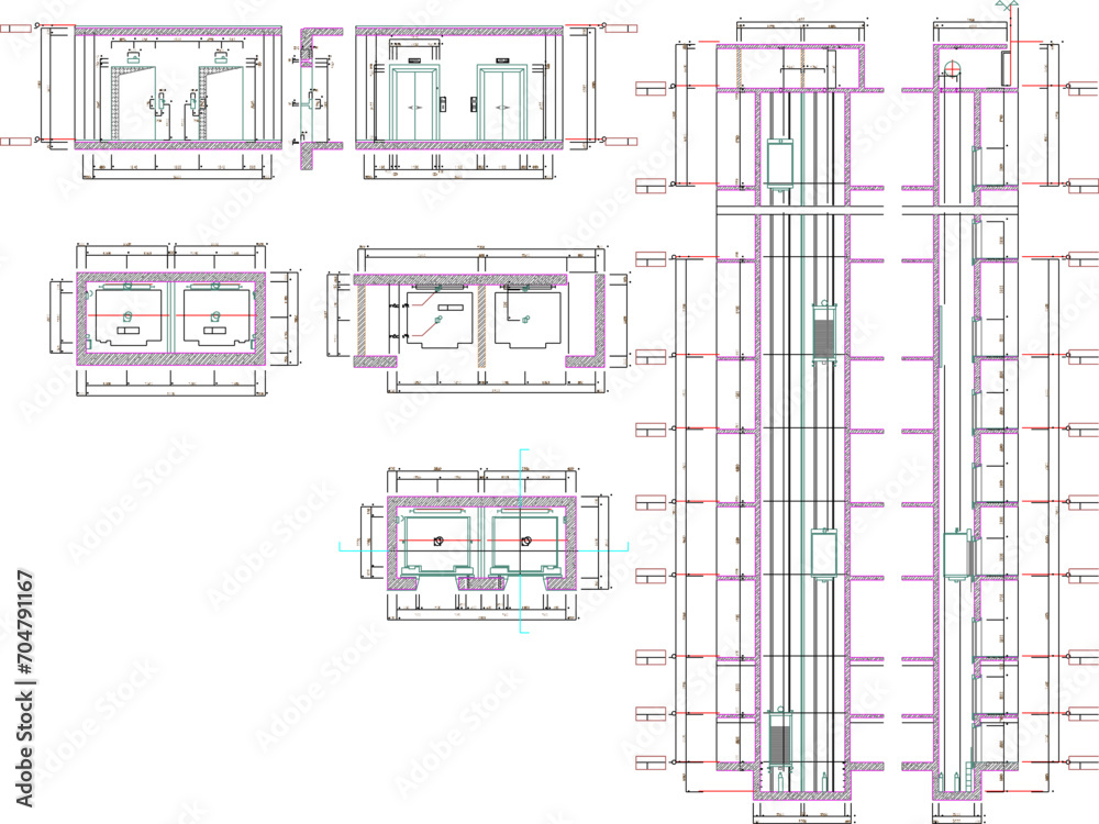 Vector sketch illustration of detailed construction engineering design ...