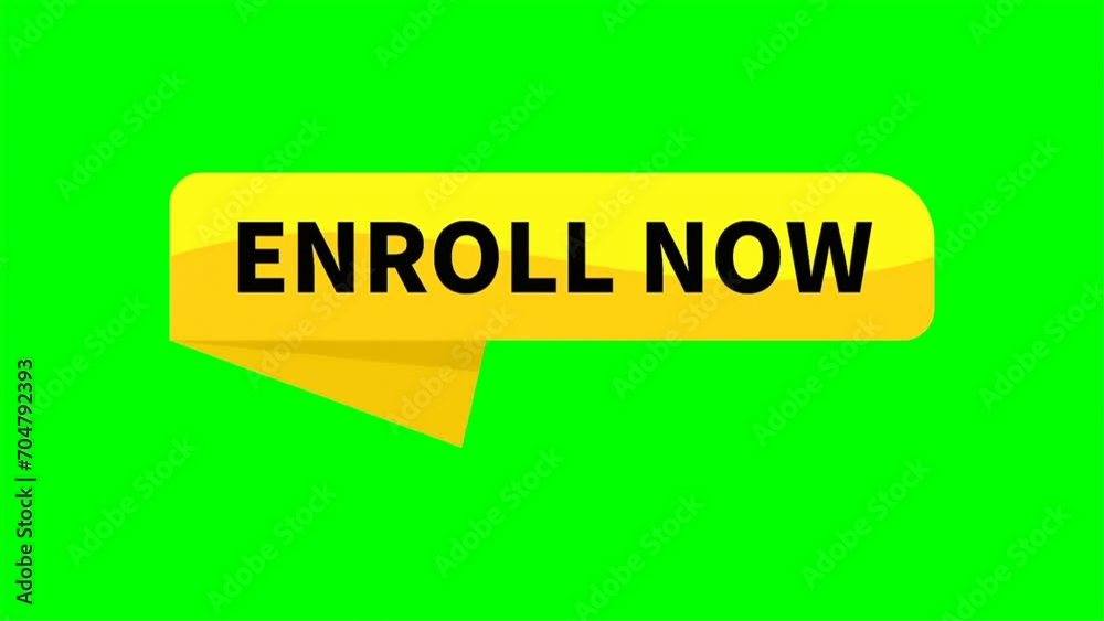Enroll Now Motion Video In Yellow Rectangle Ribbon Shape On Green ...