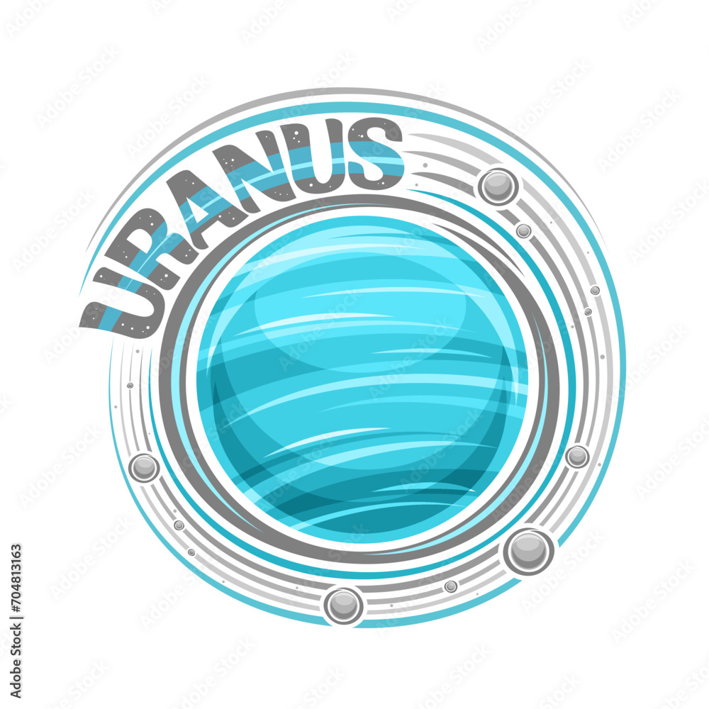 Vector logo for Uranus, decorative cosmic print with rotating planet ...