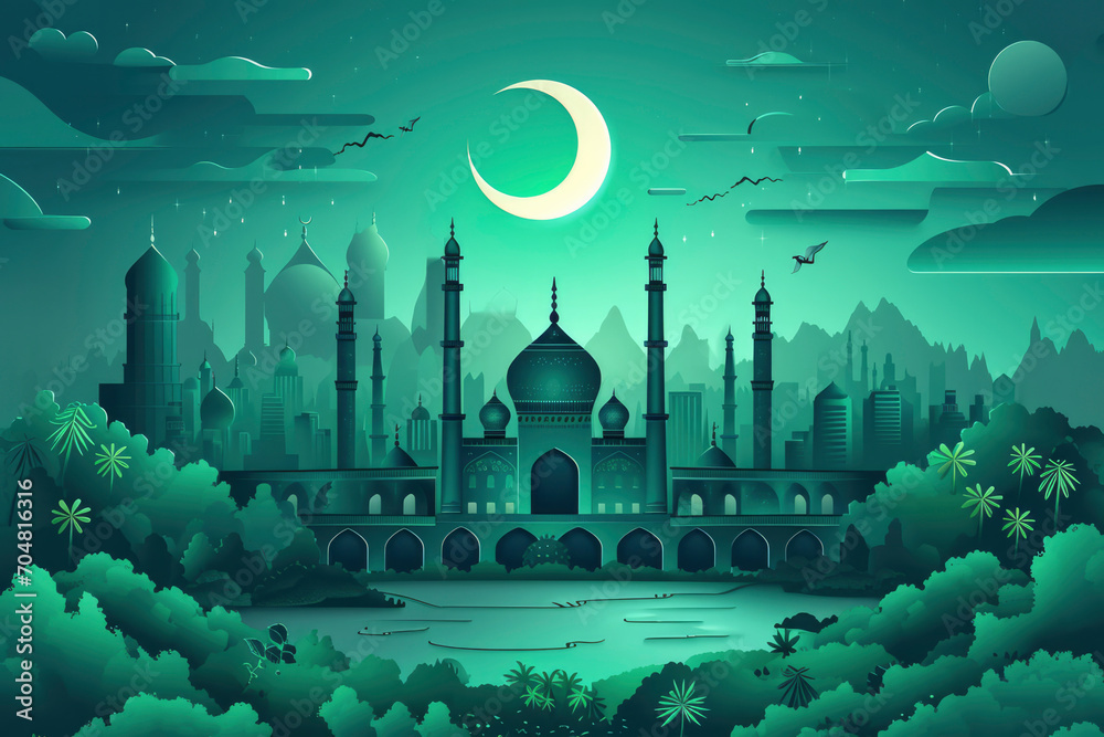 Anniversary celebration pakistan day with green flag background. Travel ...