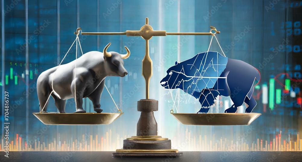 Firefly bull and bear stock market scale symbols 1673 Stock Photo ...