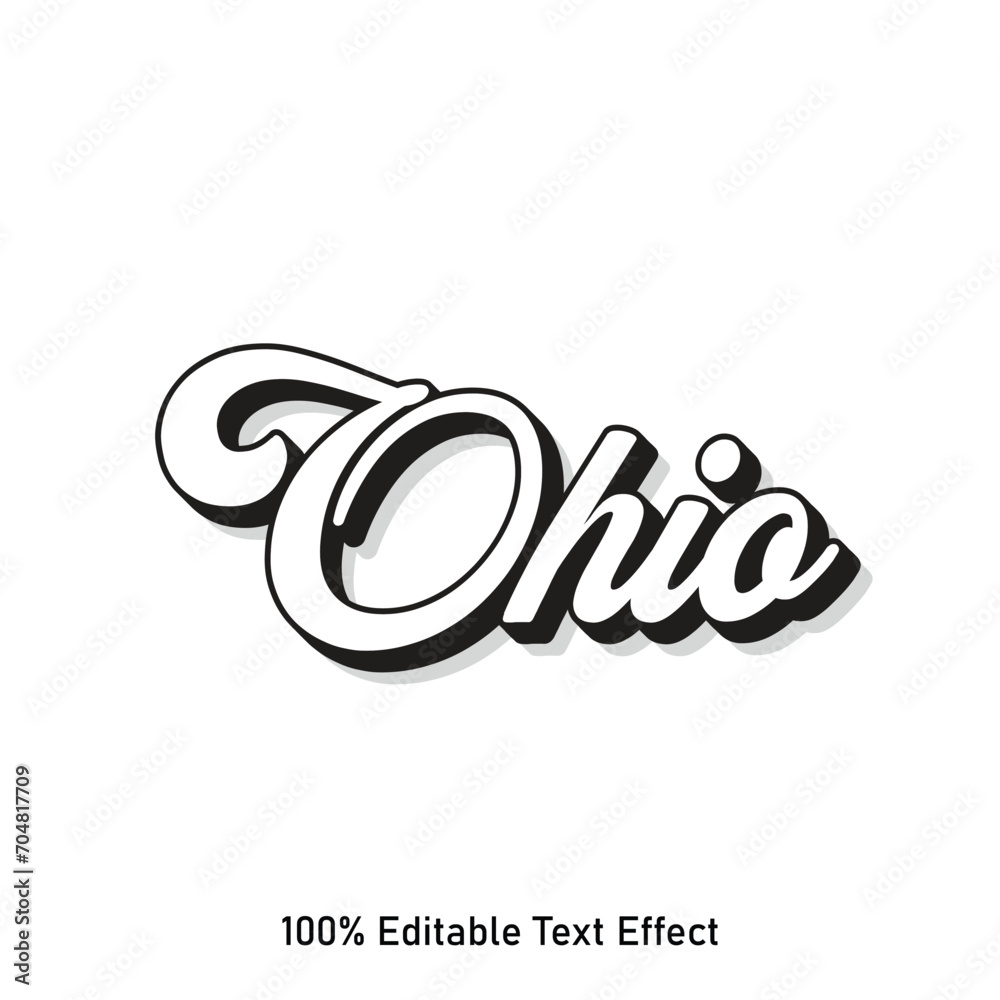 Ohio text effect vector. Editable college t-shirt design printable text ...