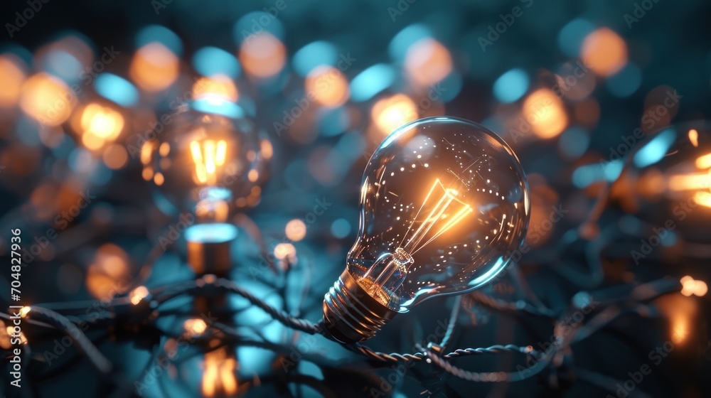 a bunch of light bulbs that are connected to a string of lights in a ...