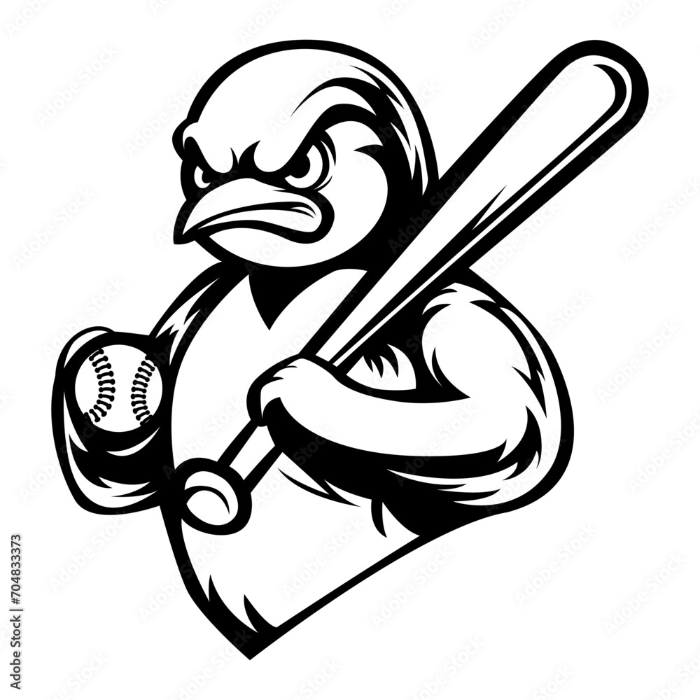 Angry penguin. Baseball team logo. Penguin mascot, emblem of a penguin ...