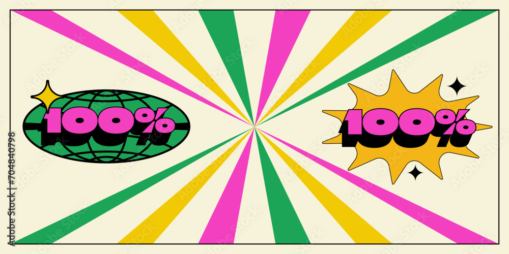 Retro 100% badge 80' template logo vector vintage perfect for sticker ...