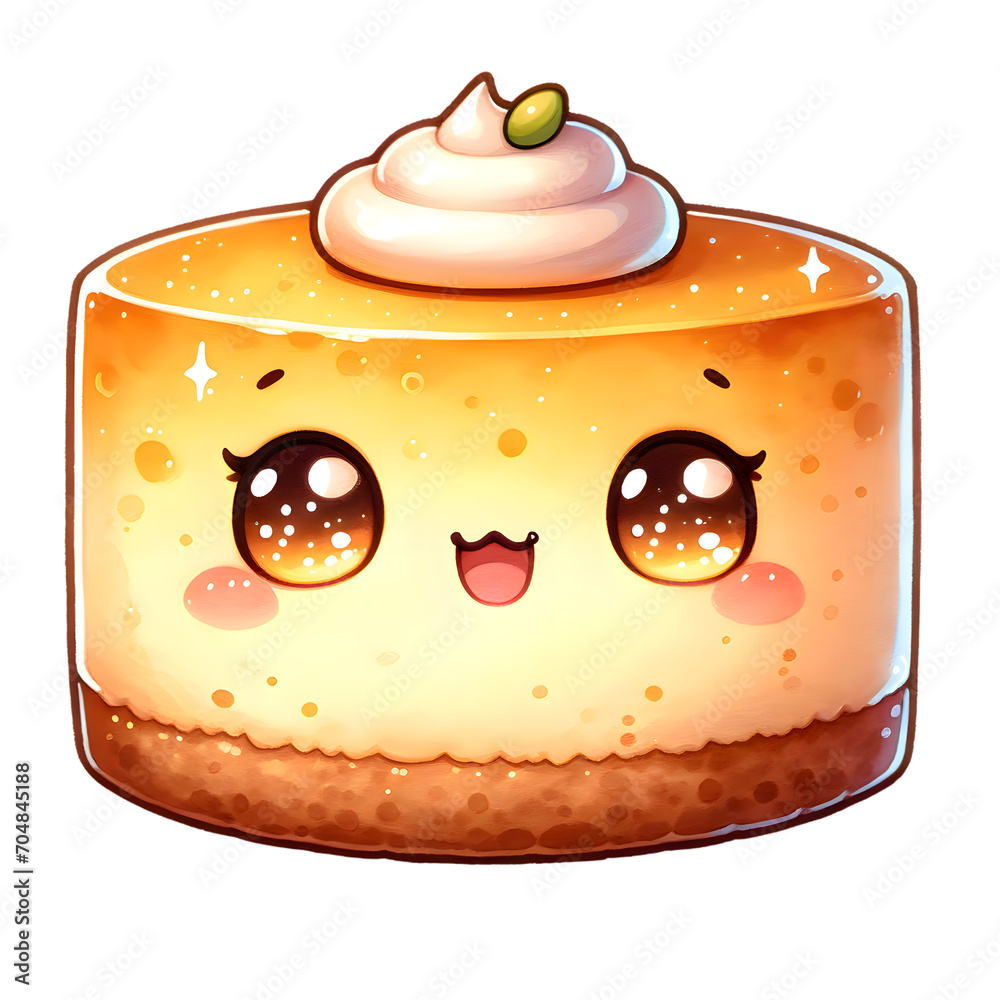 Cute pudding with happy face. Watercolor pudding clipart. Cute pudding ...