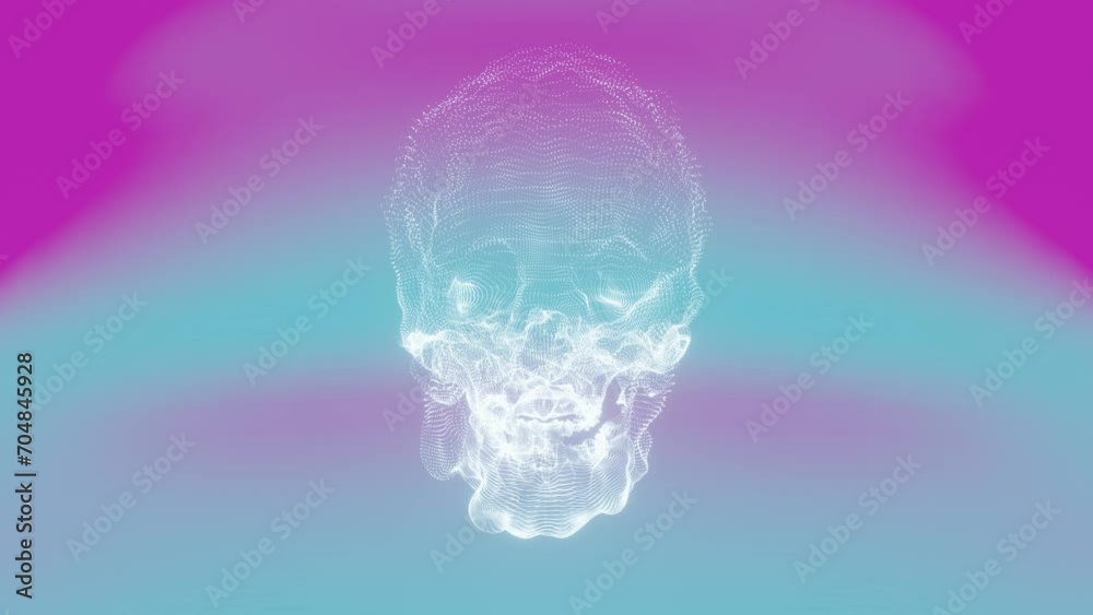 3D abstract holographic skull, showcasing a stunning fusion of art and ...