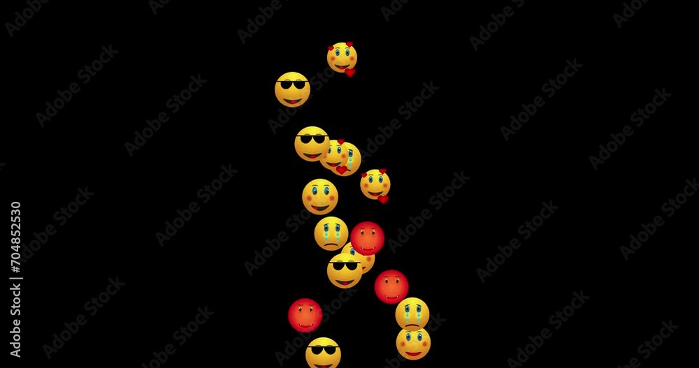 4K live reactions of emoji icons in an alpha channel. Social media live ...