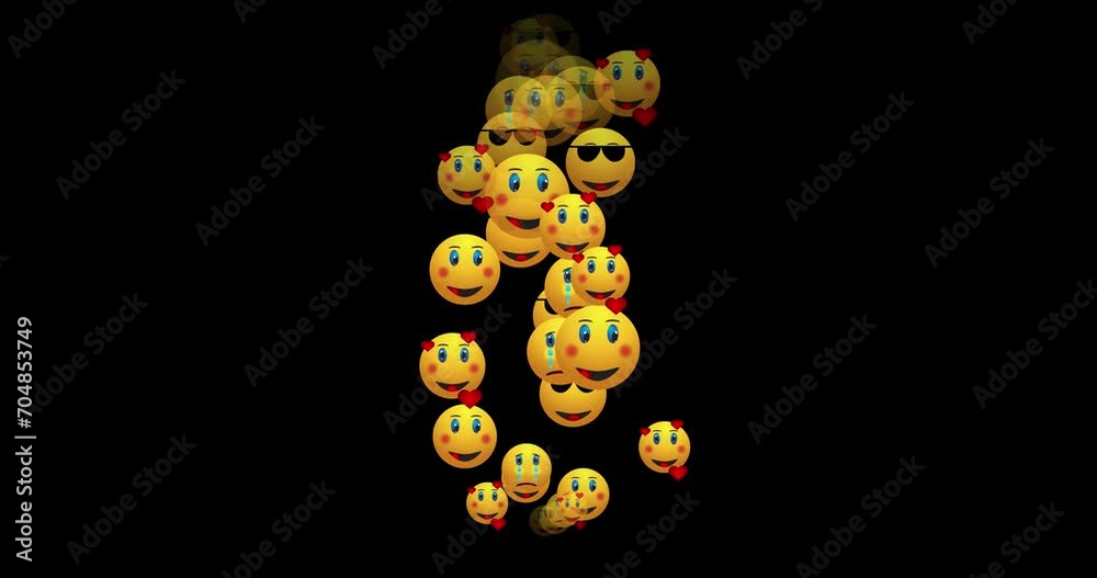 4K live reactions of emoji icons in an alpha channel. Social media live ...