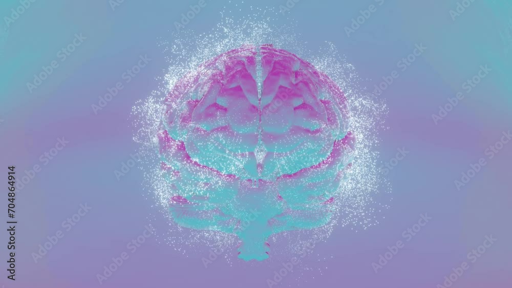 3D abstract representation of a brain in a holographic form. The ...