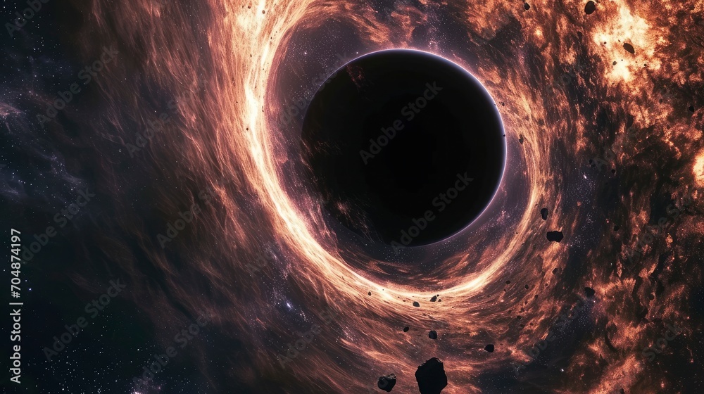 Interstellar movie Black hole ultrarealistic background Stock ...