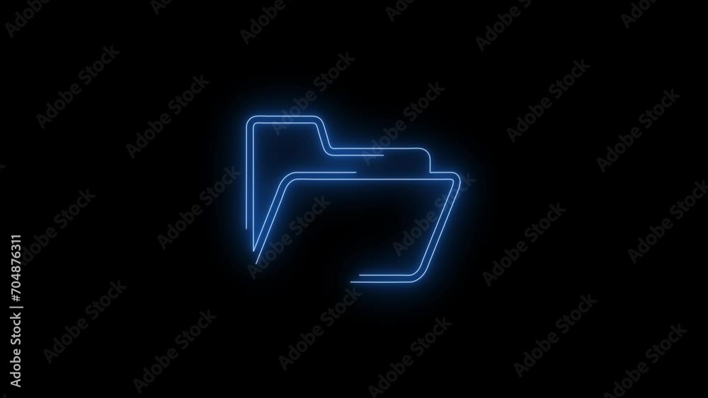 Video footage of glowing Computer Folder icon. Looped Neon Lines ...