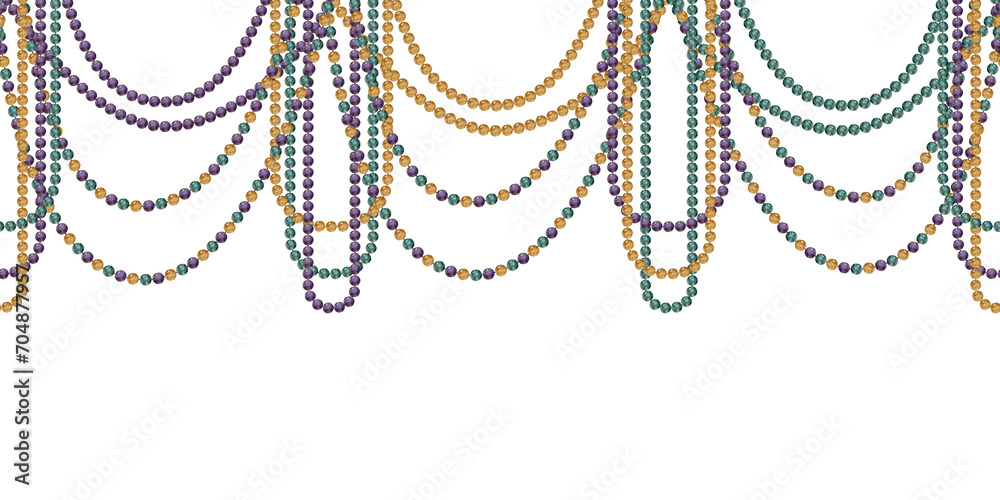 Hand drawn watercolor Mardi Gras carnival symbols. Garland festoon ...