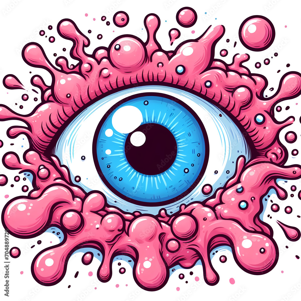 Slimy Alien Wonder: Illustration of a Big Eyed Monster Surrounded by ...