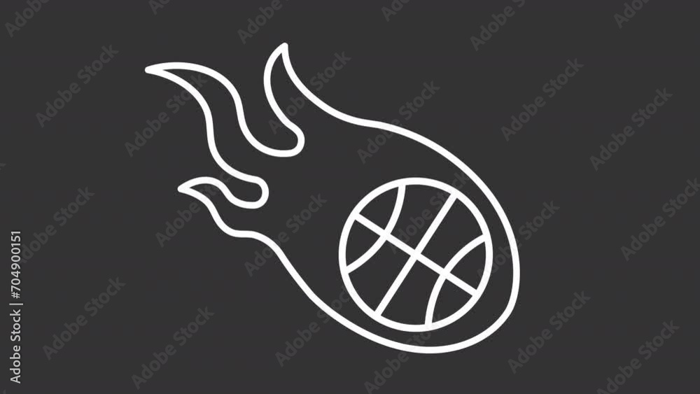 Animated dribble white icon. Flying ball animation. Basketball game ...
