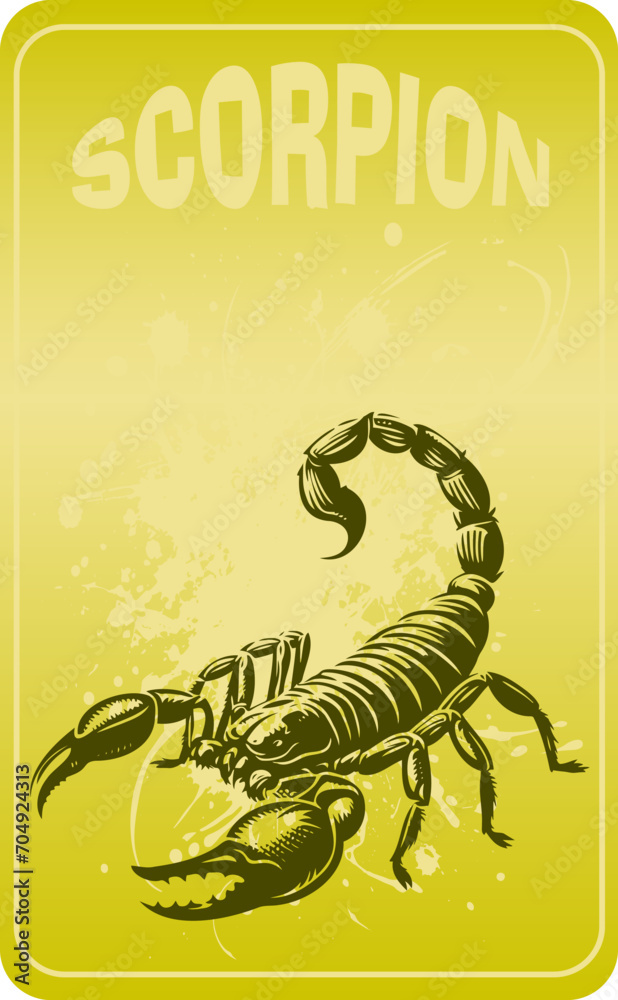 Stylized scorpion in vector format, presented as a stencil illustration ...