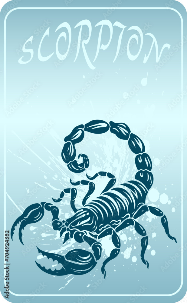 Scorpion vector drawing with stencil styling against a beautiful and ...