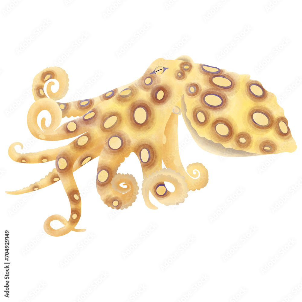 Blue-ringed Octopus Illustration cartoon design. Stock Illustration ...