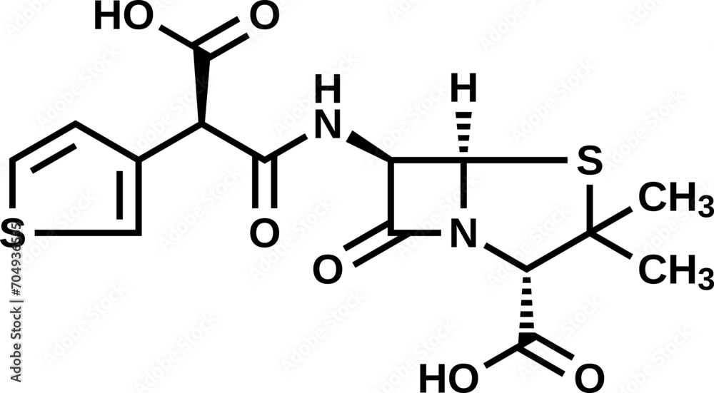 Ticarcillin structural formula, vector illustration Stock Vector ...