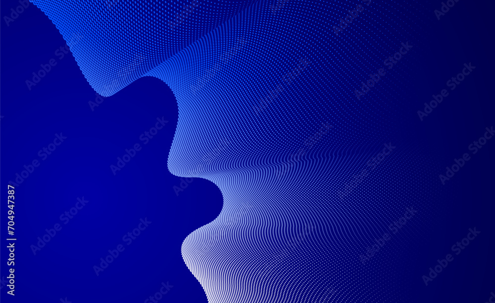 Dark blue dots in 3D perspective vector abstract background, multimedia ...