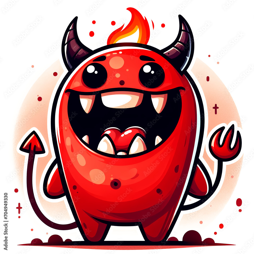 Red Devil Cartoon Illustration with Bold Lines, PNG Transparent ...