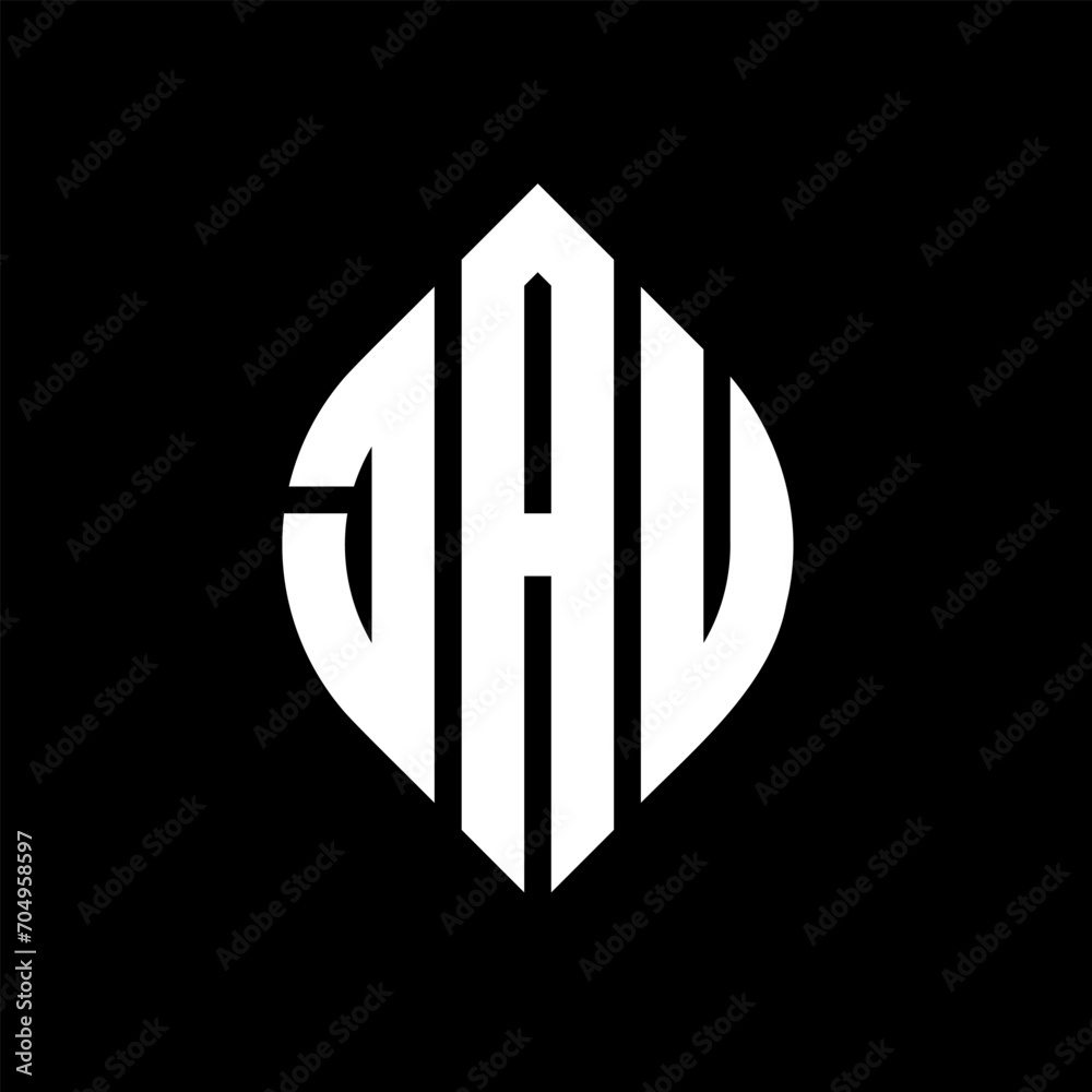 JAU circle letter logo design with circle and ellipse shape. JAU ...