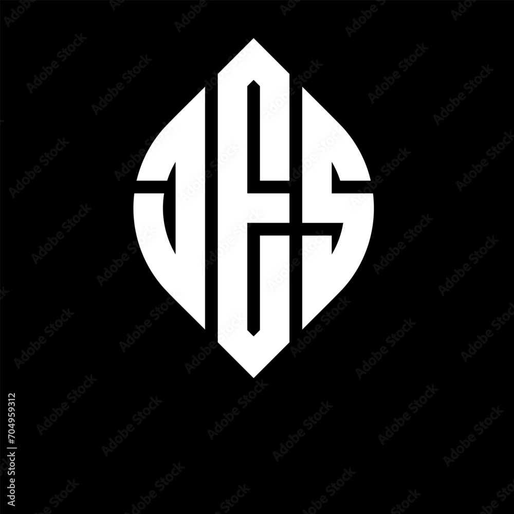 JES circle letter logo design with circle and ellipse shape. JES ...