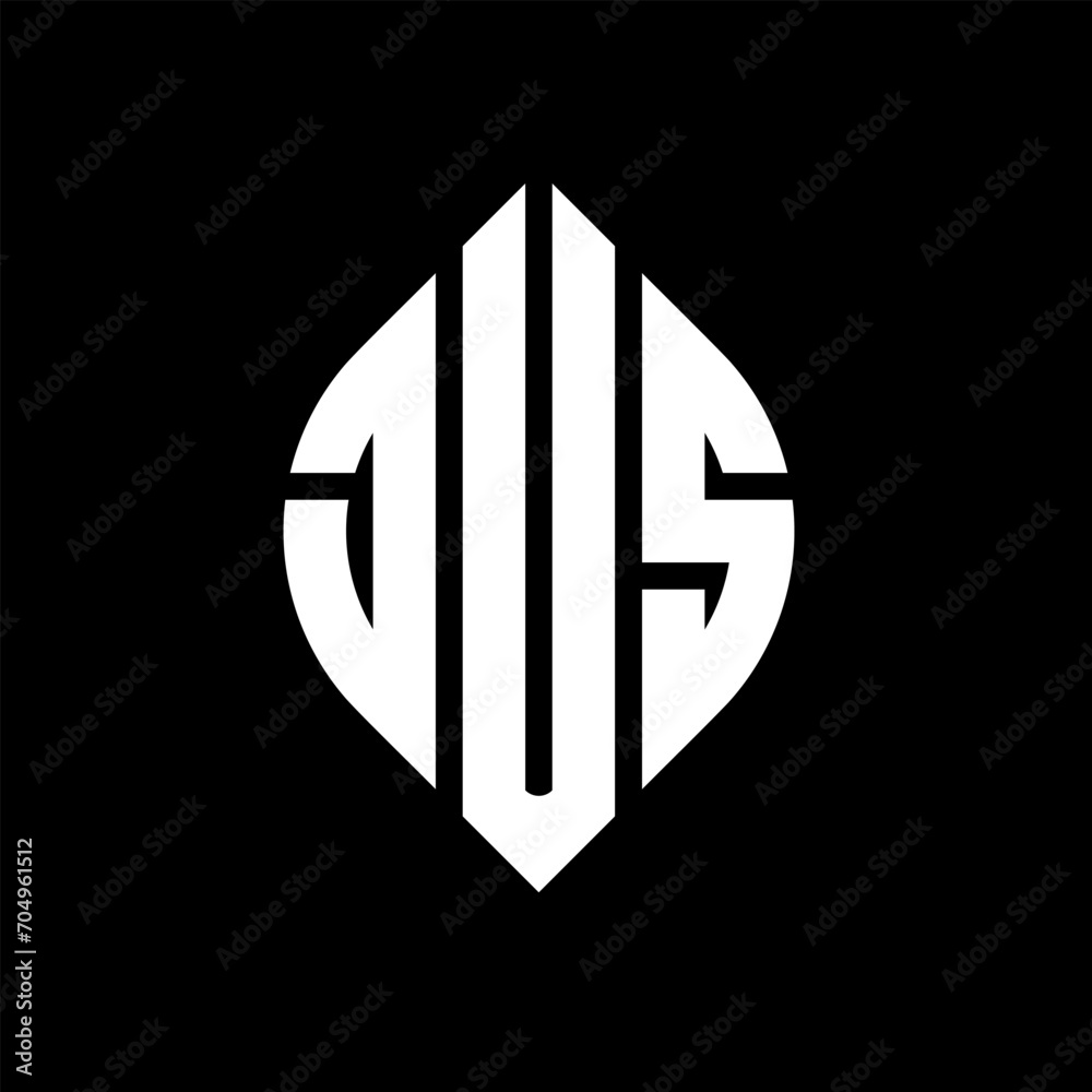 JUS circle letter logo design with circle and ellipse shape. JUS ...