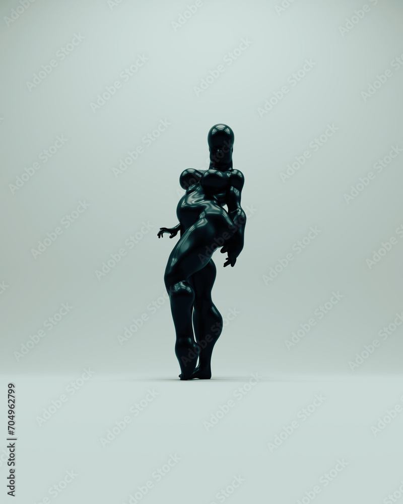 Black female abstract voluptuous sculpture mysterious paranormal figure body pose 3d ...