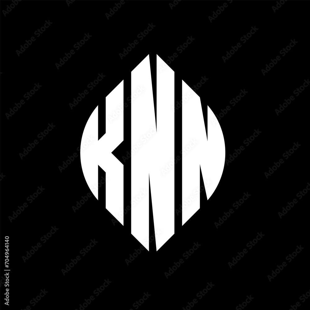 KNN circle letter logo design with circle and ellipse shape. KNN ...