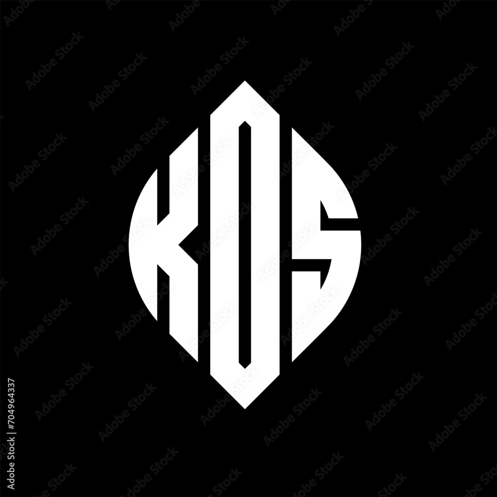 KOS circle letter logo design with circle and ellipse shape. KOS ...