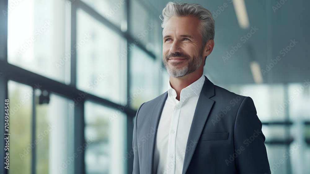 A distinguished businessman with gray hair and a well-groomed beard ...